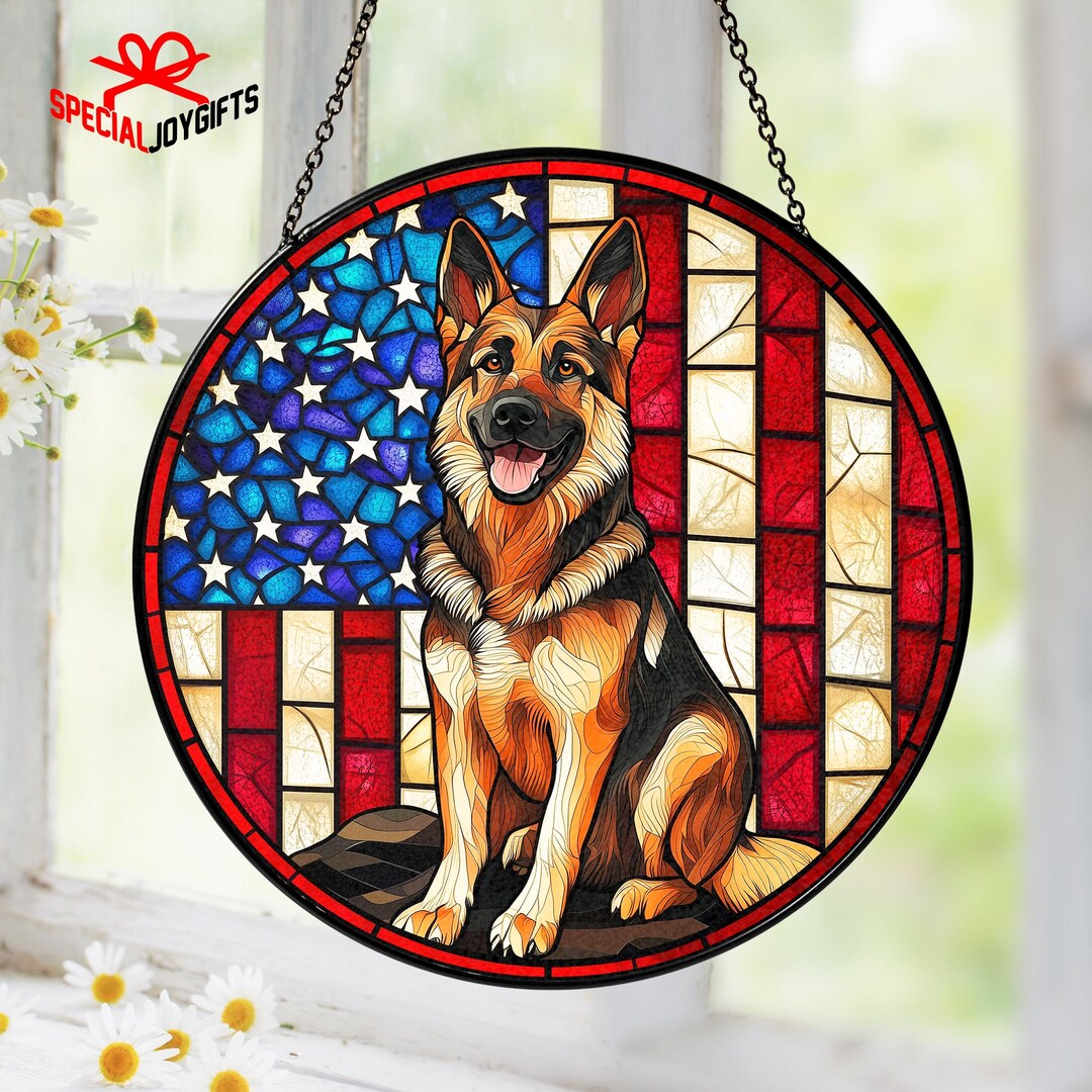 German Shepherd Dog Glass Suncatcher, German Shepherd Glass Art, Dog ...