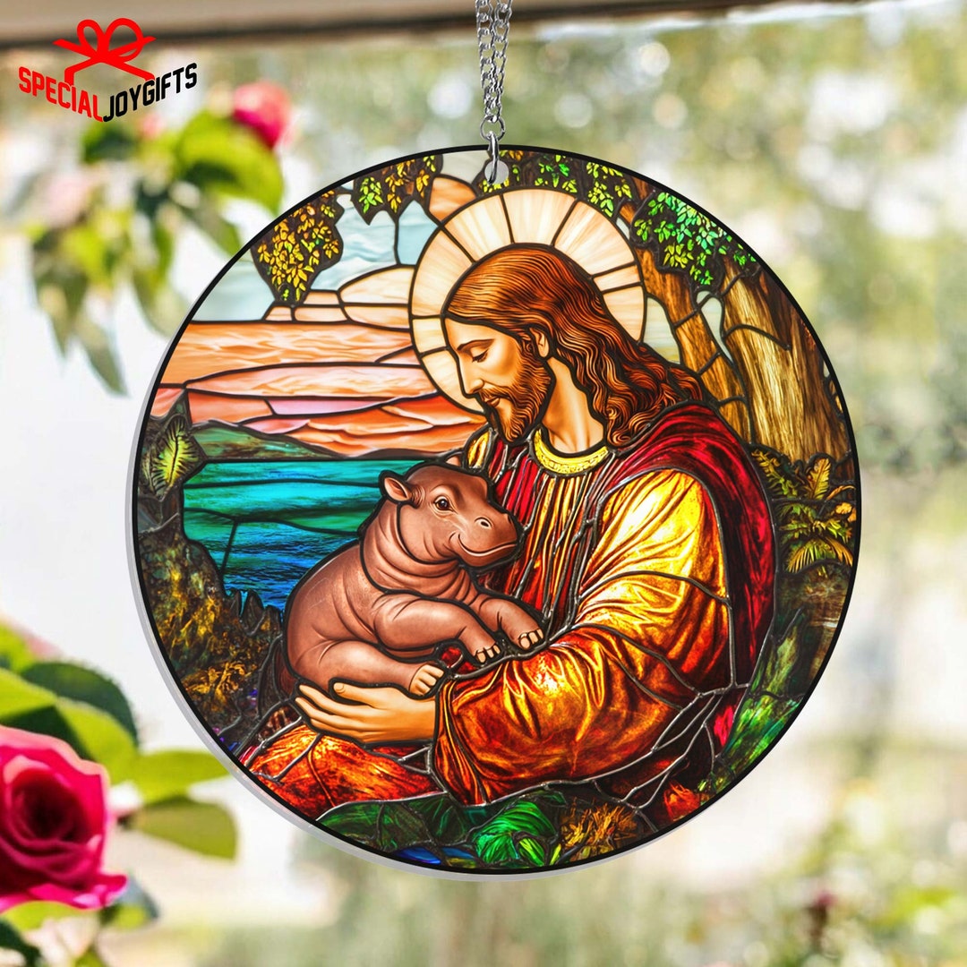 Jesus Moo Deng Christmas Ornament Gift, Jesus Loves Moo Deng, Baby ...