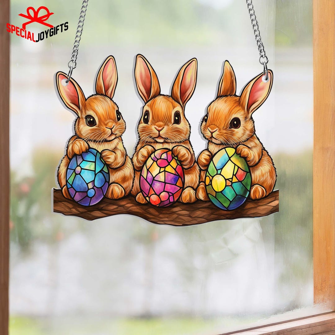 Easter Bunny Suncatcher, Easter Egg Window Decor, Easter Suncatcher ...