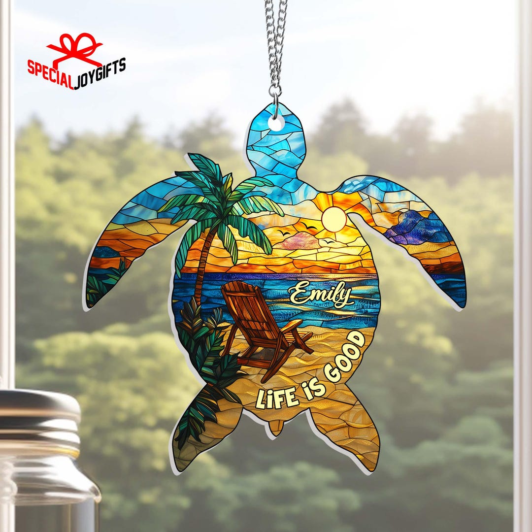 Sea Turtle Suncatcher Acrylic Window Hanging, Ocean Window Decor, Sea ...