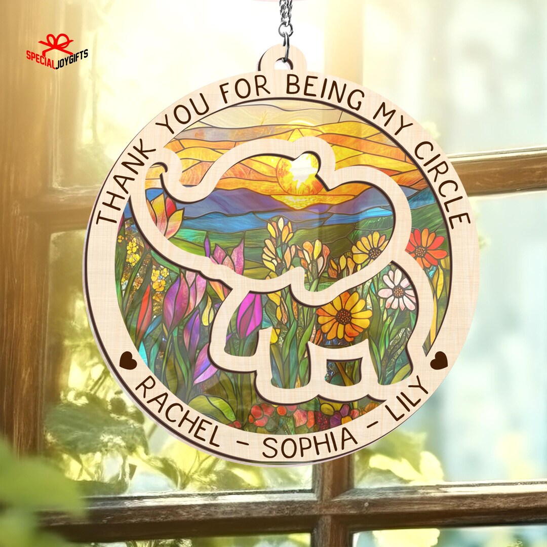 Custom Elephant Friendship Suncatcher Ornament, Sisterhood Ornament ...