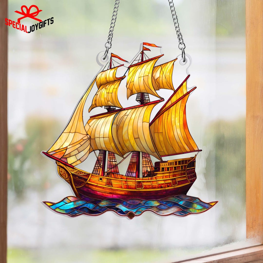 Nautical Sailboat Acrylic Suncatcher Hanging, Sailboat Suncatcher ...