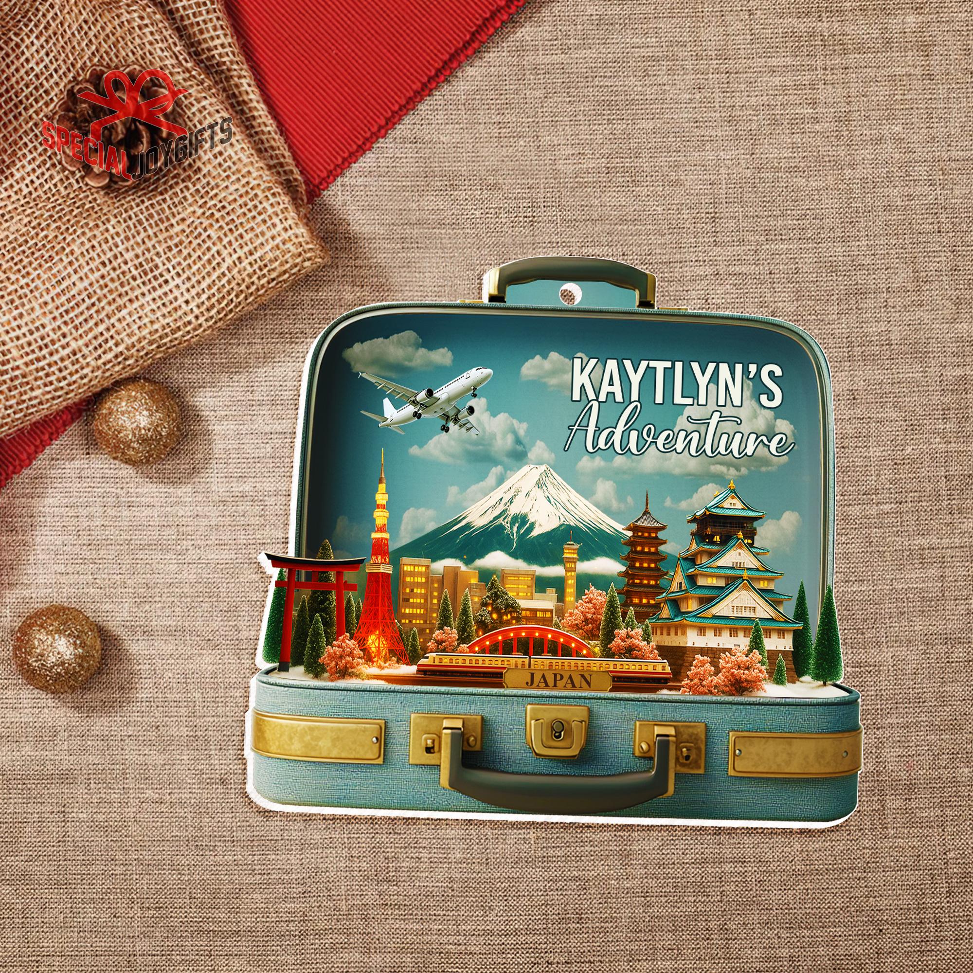 Japanese City Suitcase Christmas Ornament, Japan Travel Ornament, Tokyo ...