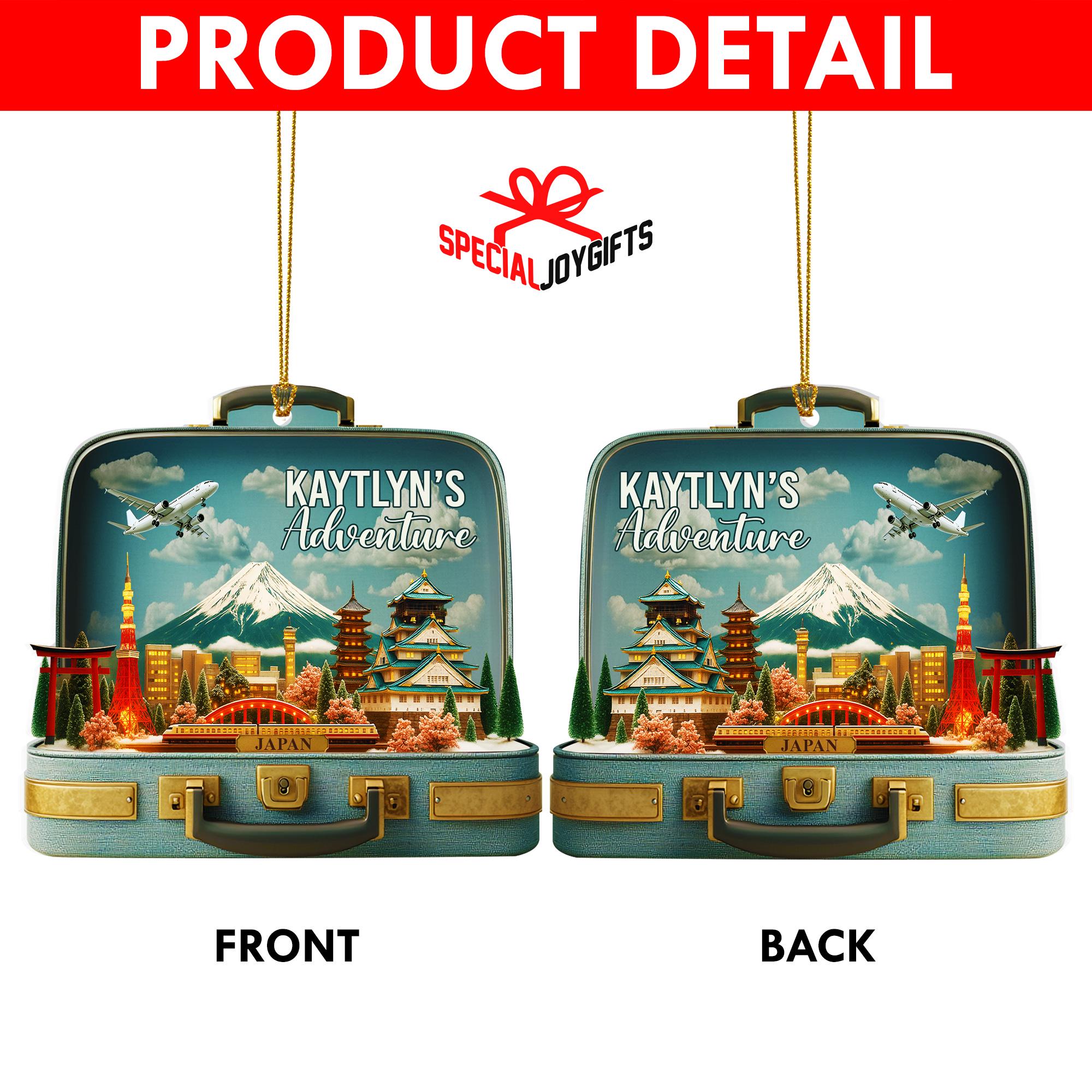 Japanese City Suitcase Christmas Ornament, Japan Travel Ornament, Tokyo ...