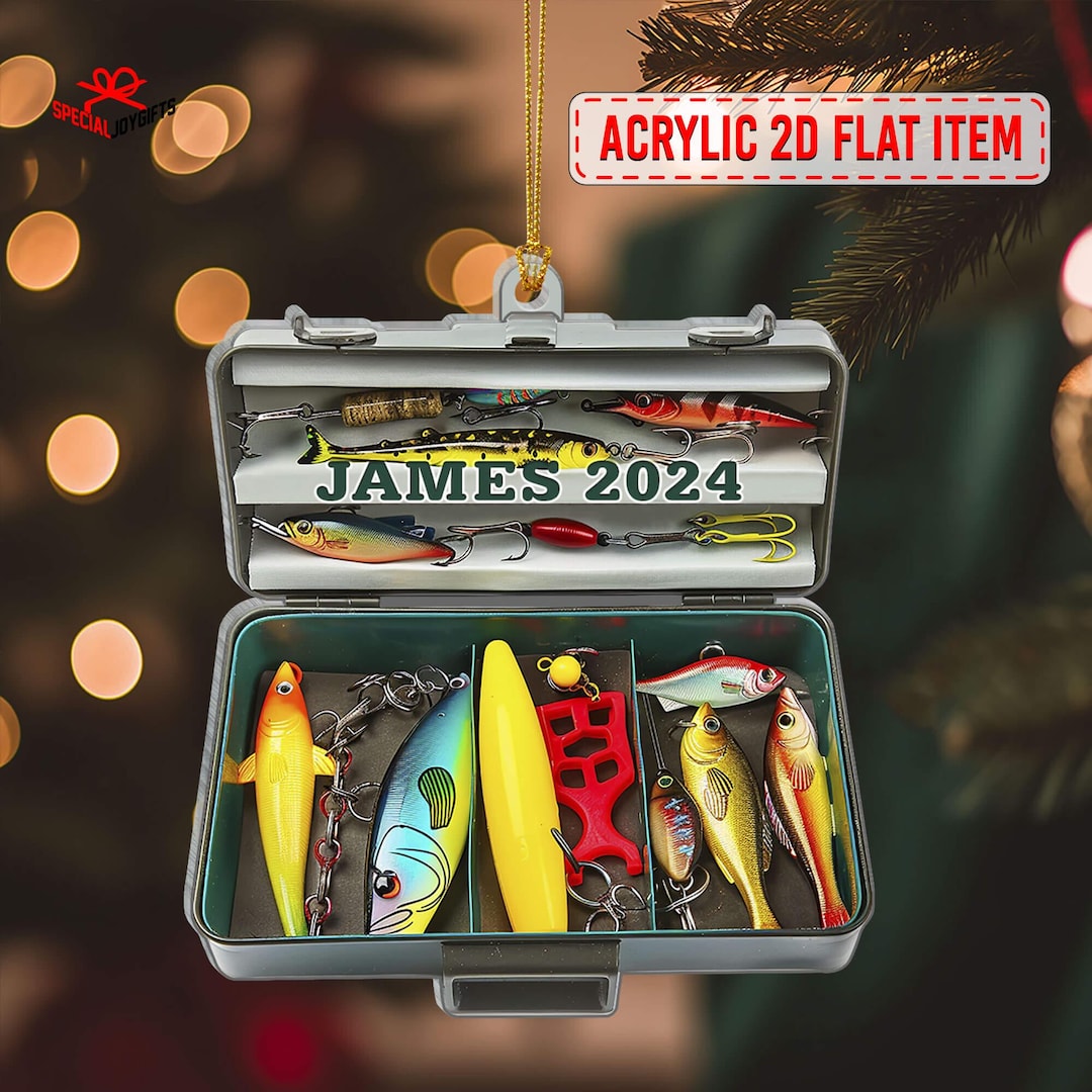 Fishing Tackle Box 2D Flat Acrylic Ornament Not 3D, Fisherman Ornament ...