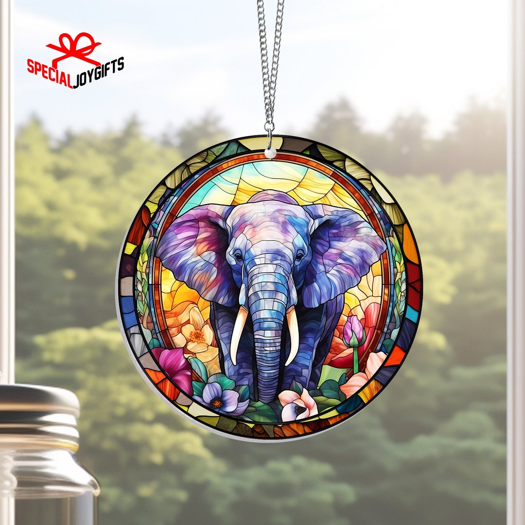 Elephant Ornament Suncatcher Window Hanging, Elephant Window Decor ...