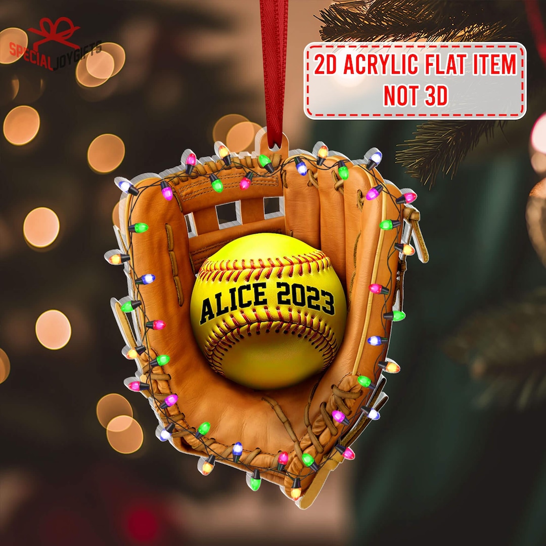 Personalized Softball Ornament, Softball 2D Flat Ornament Not 3D ...