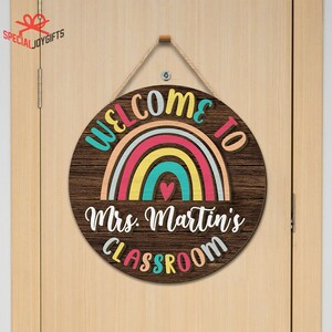 Personalised Teacher Rainbow Classroom Door Sign, Teacher Sign ...