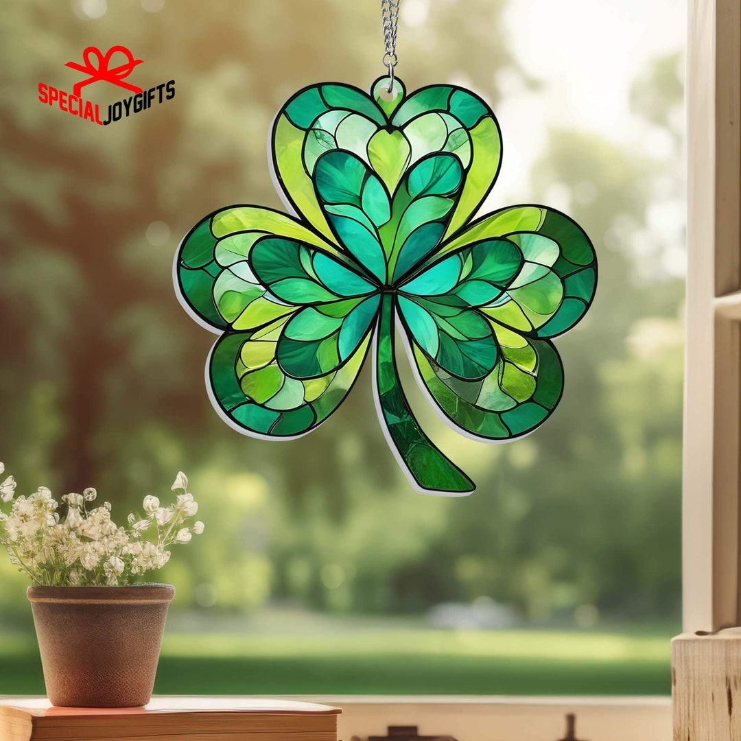 Shamrock Acrylic Window Hanging, Shamrock Hangings, Irish Decor, St ...