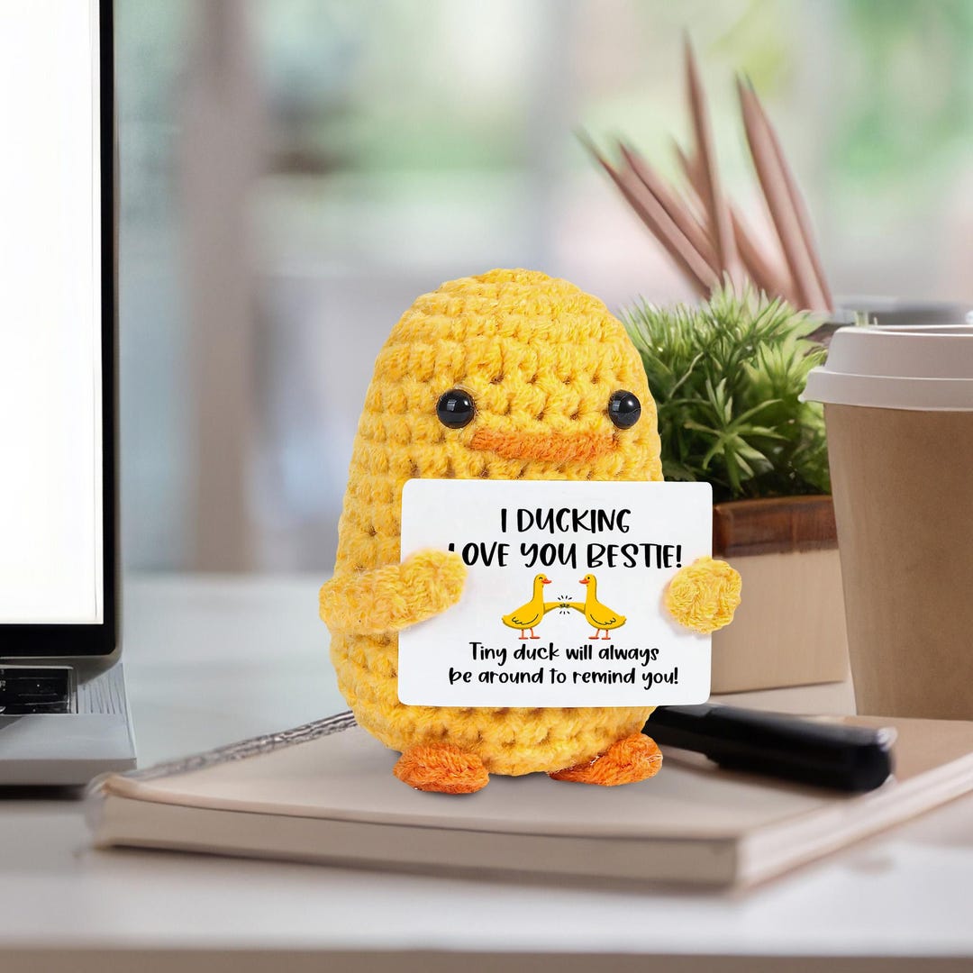 Positive Duck Crochet, Handmade Duck Crochet, Funny Gifts for Friend ...