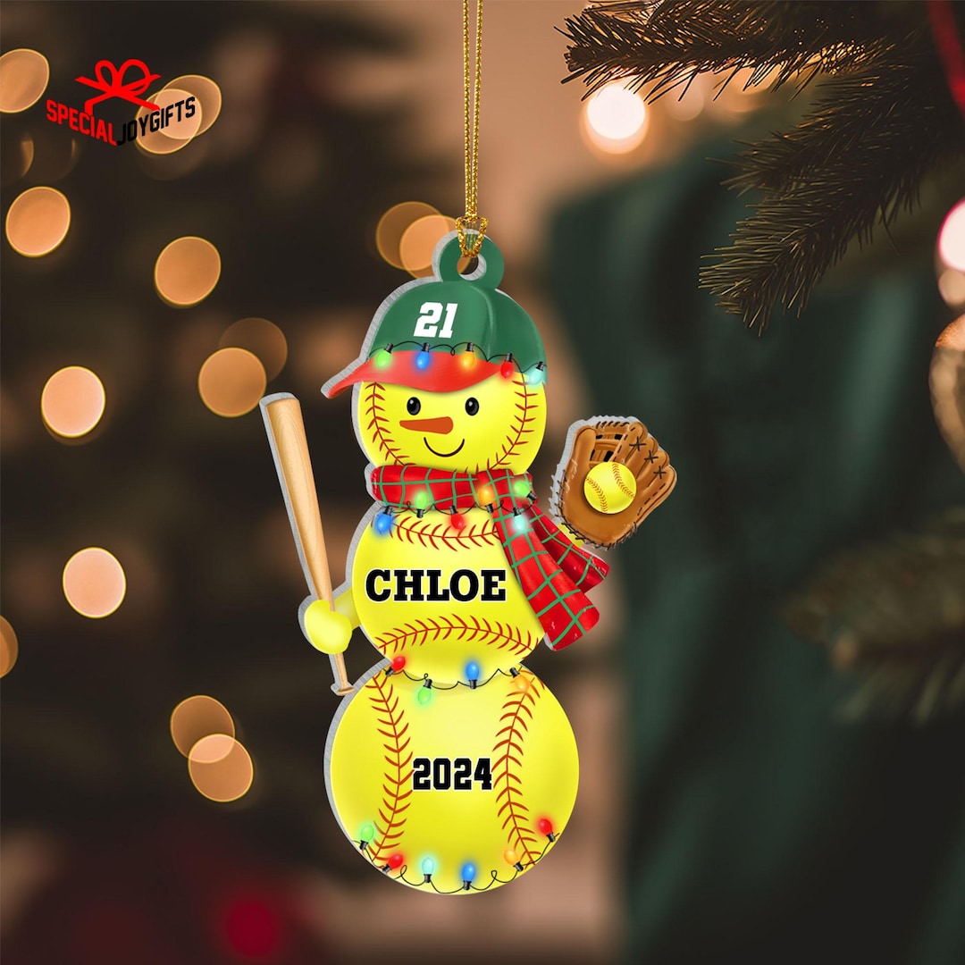 Personalized Softball Ornament, Custom Softball Ornaments, Christmas ...