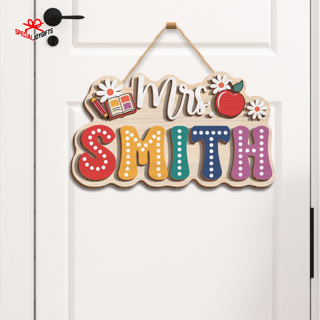 Personalized Teacher Door Sign 3D, Back to School, Custom Teacher Name ...
