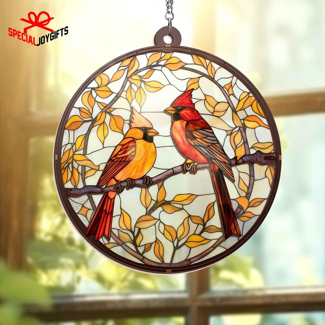 Cardinal Suncatcher 2 Layers, Cardinal Window Hanging, Bird Lover Gift ...