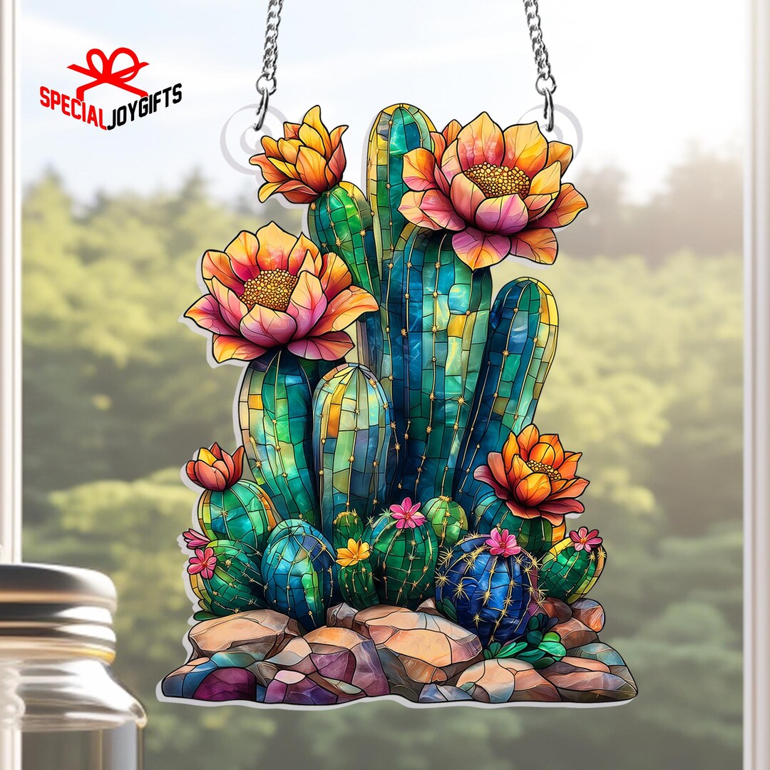 Cactus Plant Acrylic Suncatcher Window Hangings, Succulents Plants ...