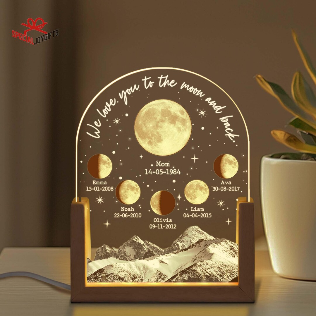 Personalized Moons Phase With Kids Names, Custom Moons Phase Night ...