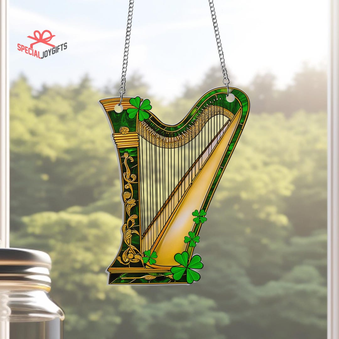 Irish Harp Suncatcher Hanging Sign, Celtic Harp, Ireland Gift, Irish ...
