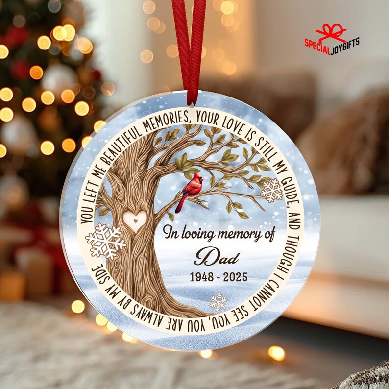 Custom Memorial Ornament Bauble, Dad Mom Memorial Christmas Ornament ...