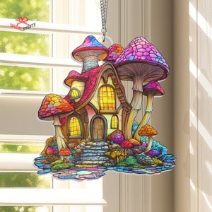 Mushroom Suncatcher Window Hanging, Magic Mushroom Acrylic Suncatcher ...