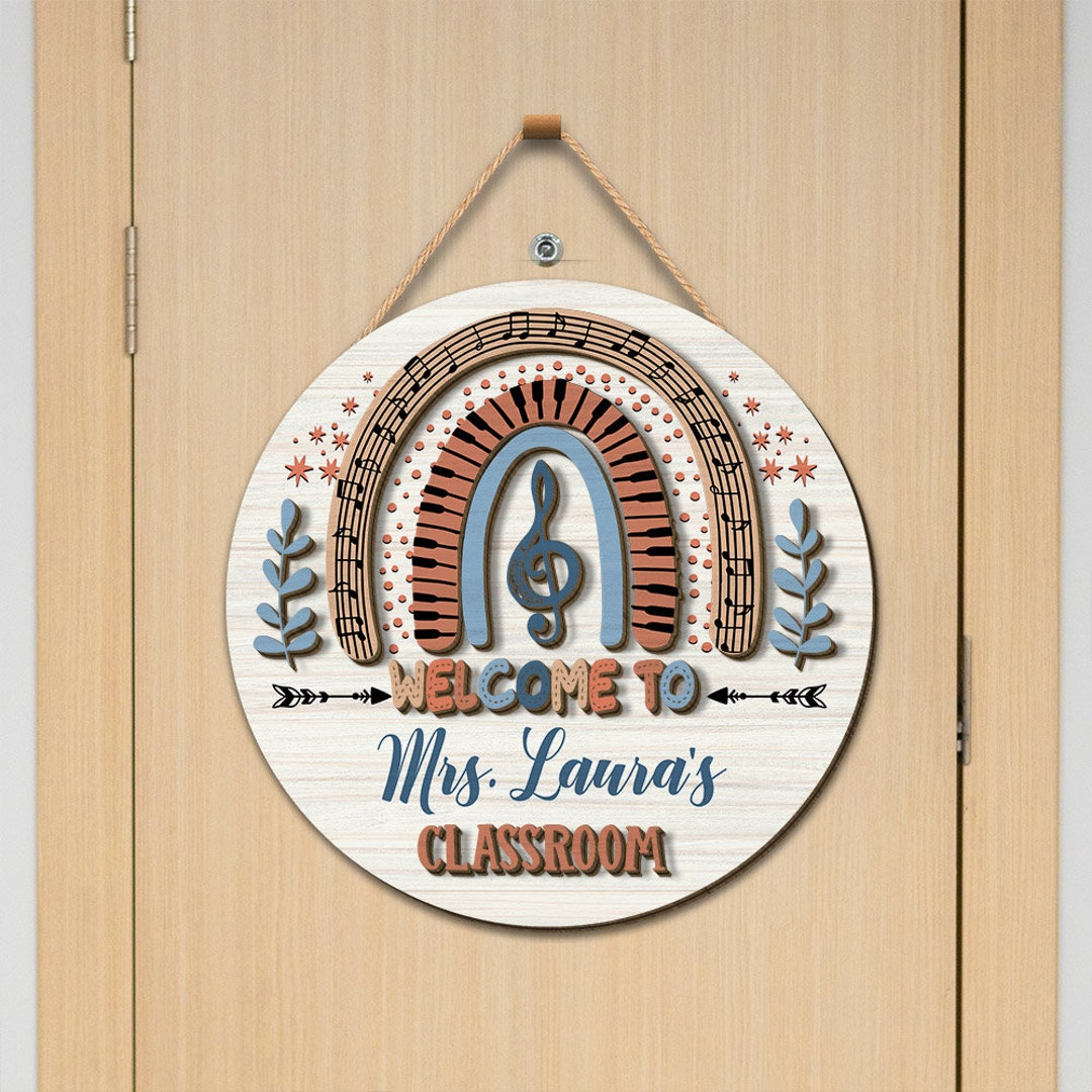 Personalized Music Teacher Door Sign, School Music Classroom Decor ...