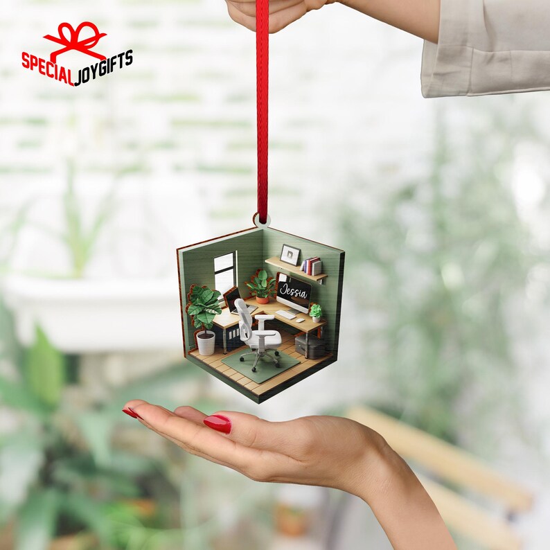 Custom Wood Office Worker Ornament, Office Christmas Ornament, Coworker ...
