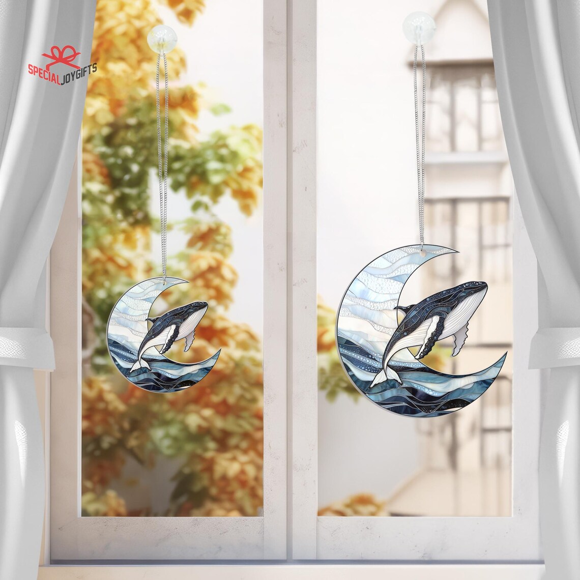 Humping Whale Suncatcher Window Hanging, Blue Whale Suncatcher Ornament ...