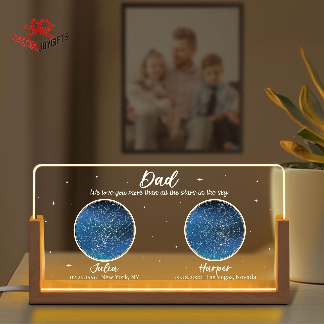 Custom Star Map by Date, Star Map Night Light, Gift for Dad, Father's ...