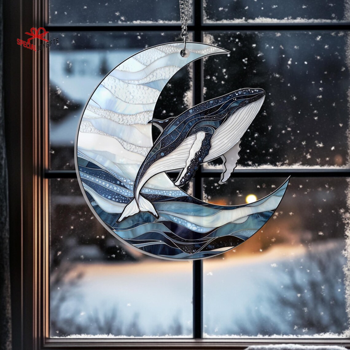 Humping Whale Suncatcher Window Hanging, Blue Whale Suncatcher Ornament ...