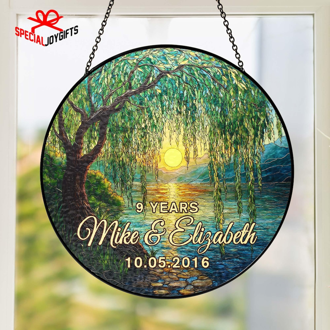 Personalized Willow 9th Anniversary Gift, Christmas Stained Glass ...