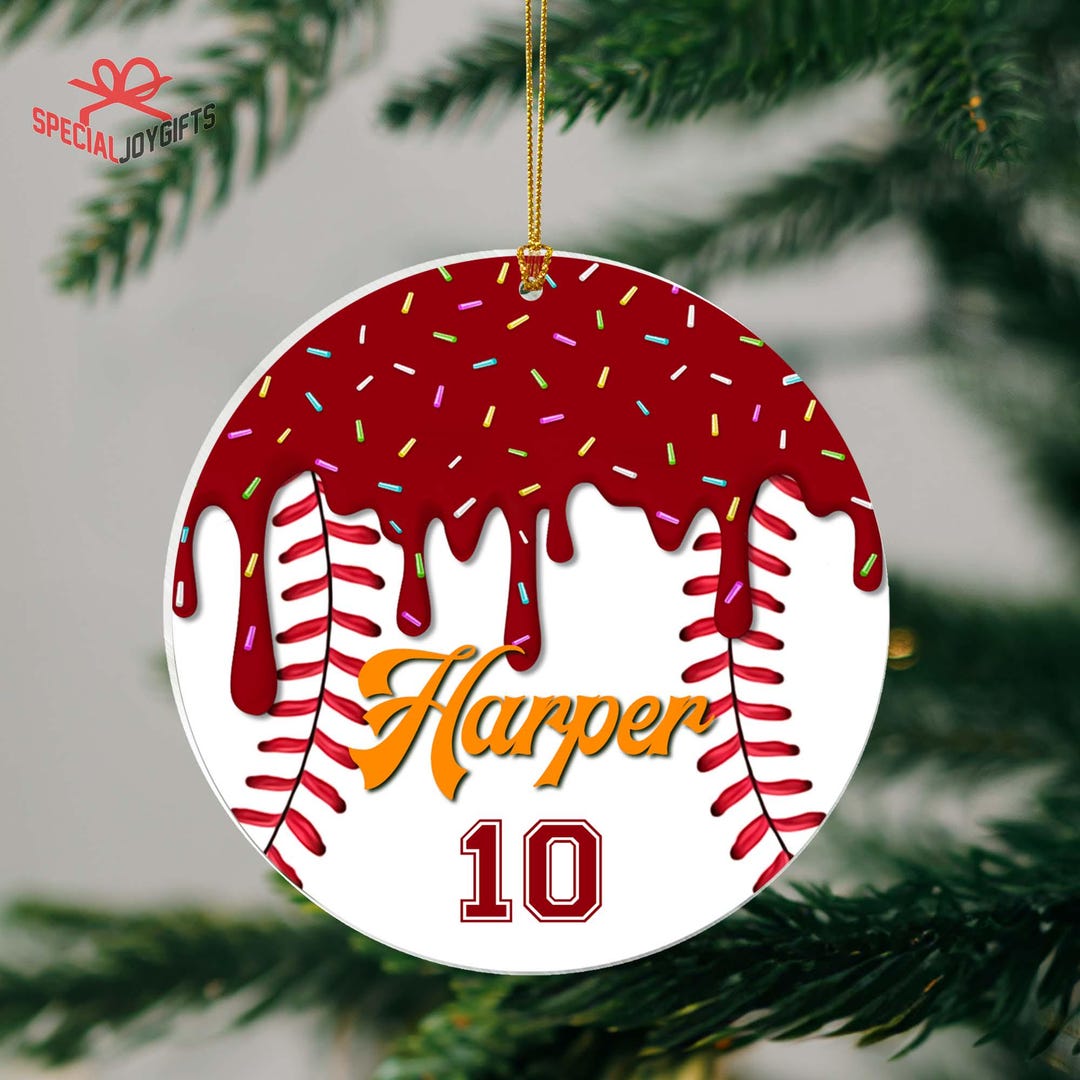 Baseball Ice Cream Drip Ornament, Baseball Drip Ornament, Baseball Ice ...