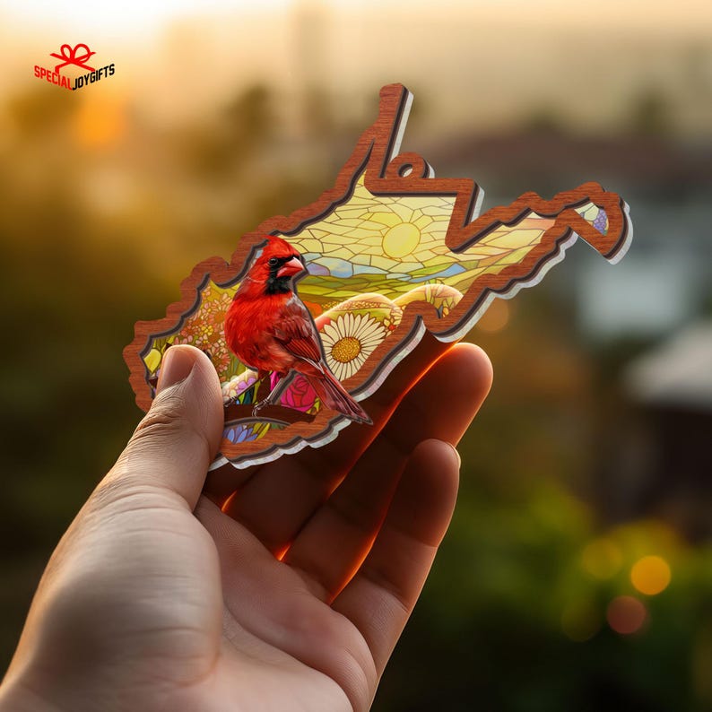 West Virginia Cardinal Suncatcher Ornament, WV Ornament,west Virginia ...