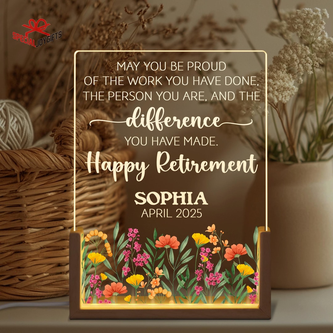 Personalized Retirement Night Light, Retirement Gift Ideas, Happy ...