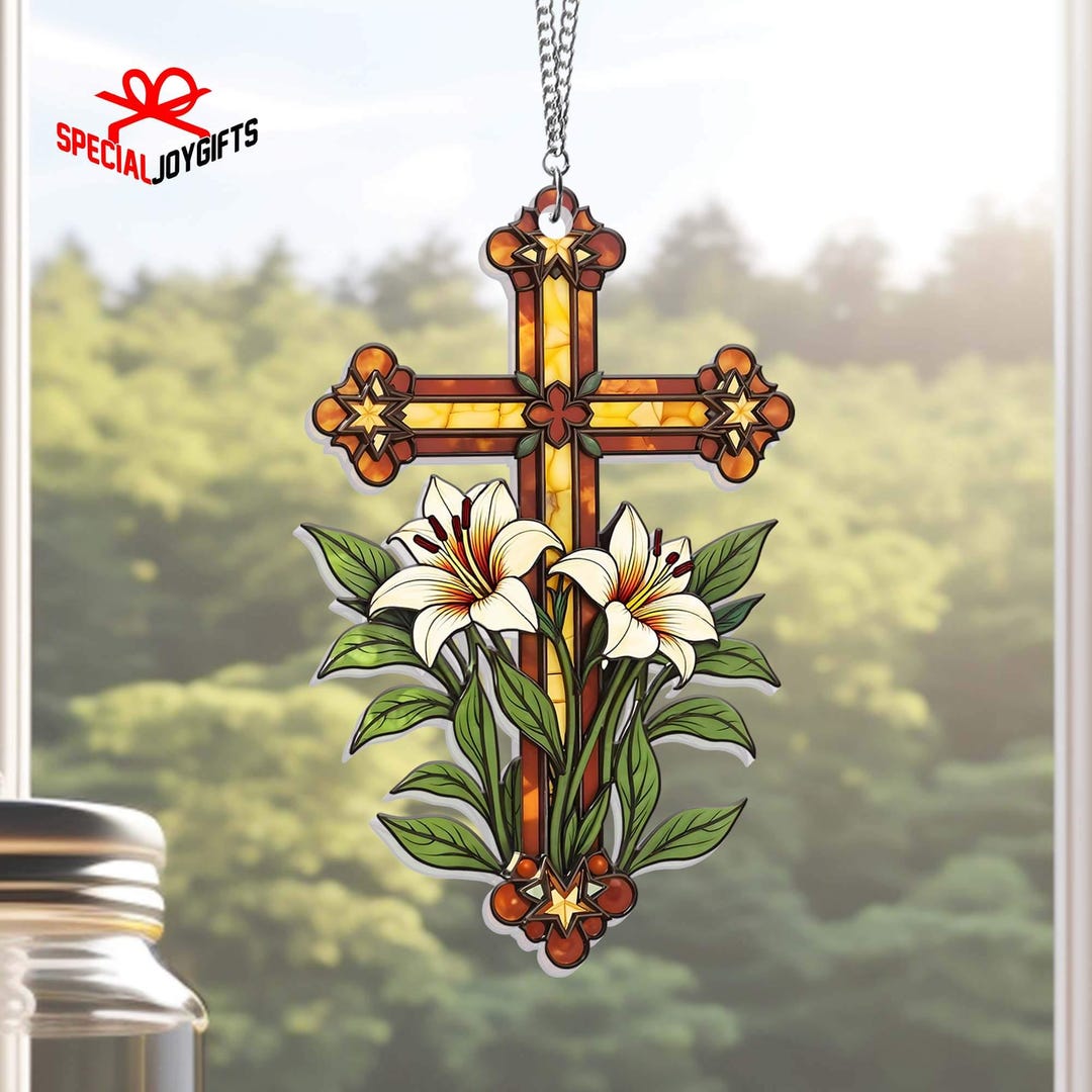 Cross Suncatcher Hanging, Christian Cross Acrylic Suncatcher, Easter ...