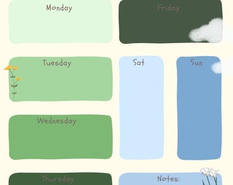 Fairycore Green Digital Weekly Planner Template - Etsy