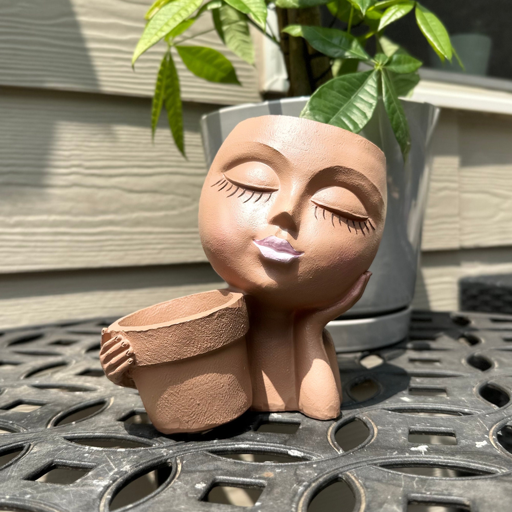Trendy Home Decor Women's Face Planter, Double Planter, Unique Hands on ...
