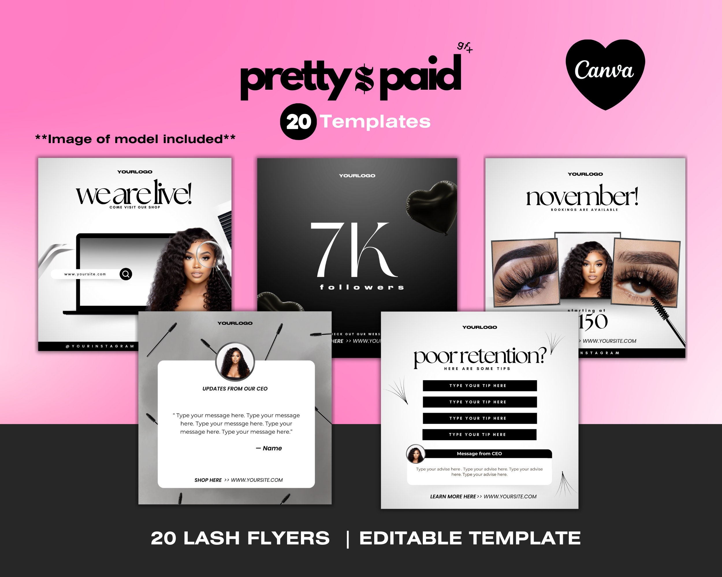 20 Lash Tech Flyers, Lash Tech IG Posts, Lash Tech Branding Kit, Lashes ...