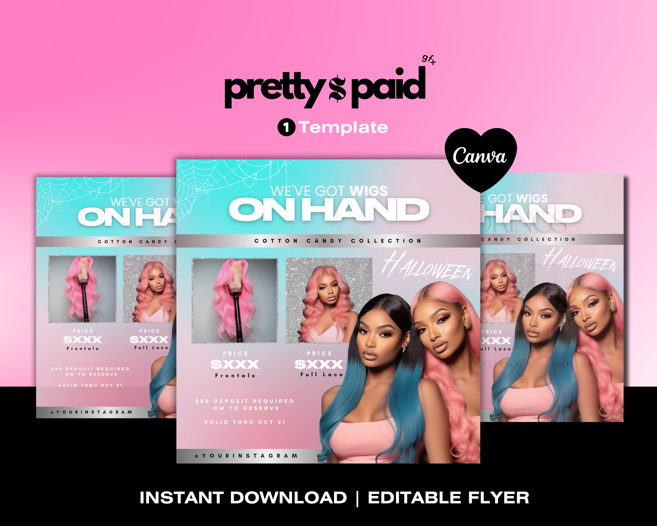 Wig Install Special, Wigs on Hand Flyer, Price List, Wig Flyer ...