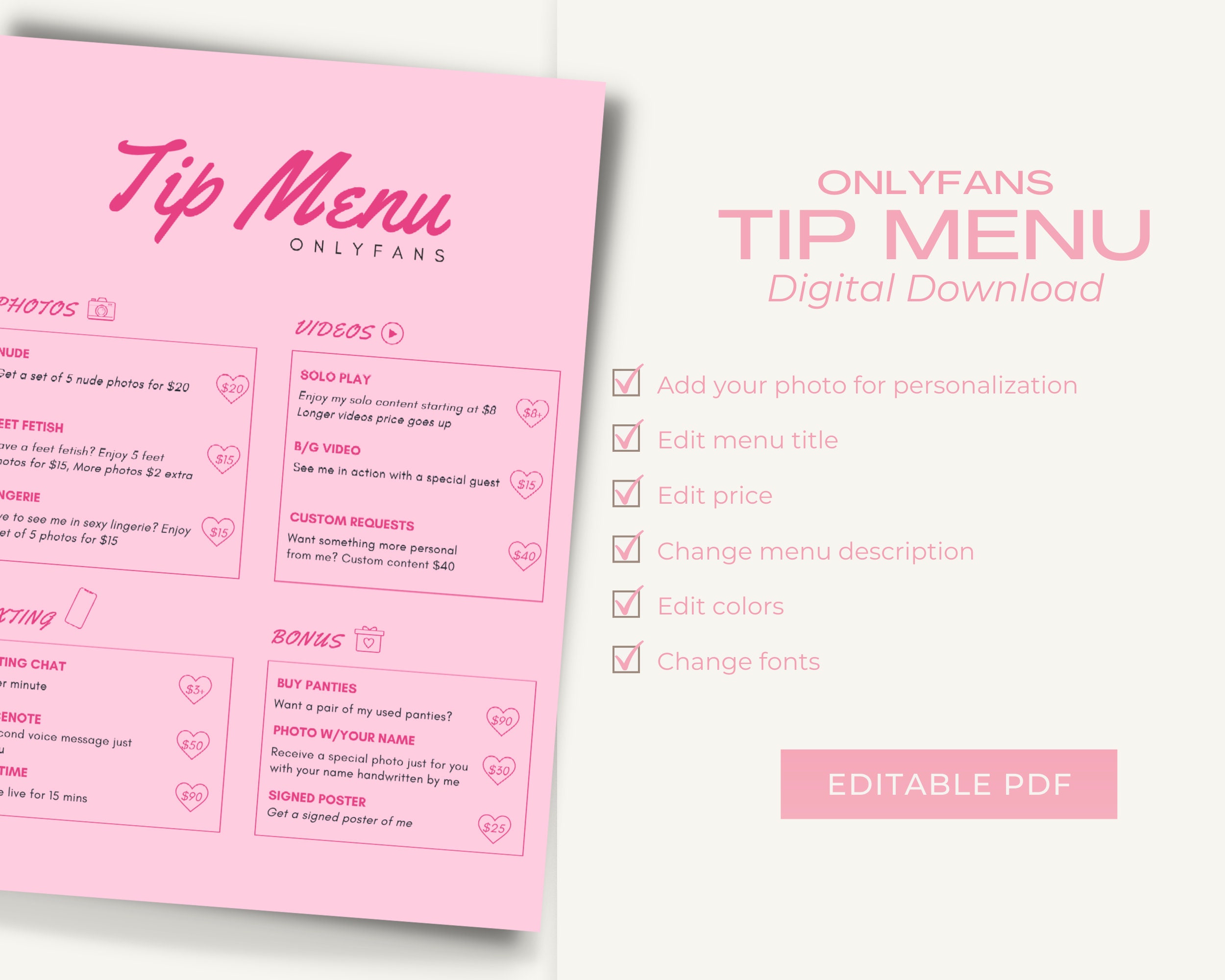 Onlyfans Tip Menu Editable Template Canva - Etsy Onlyfans Tip Menu Editable Template Canva - Etsy