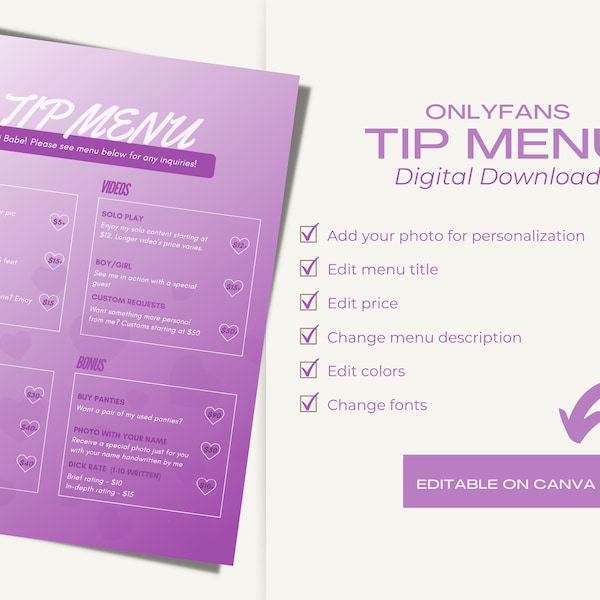 Onlyfans Tip Menu - Etsy