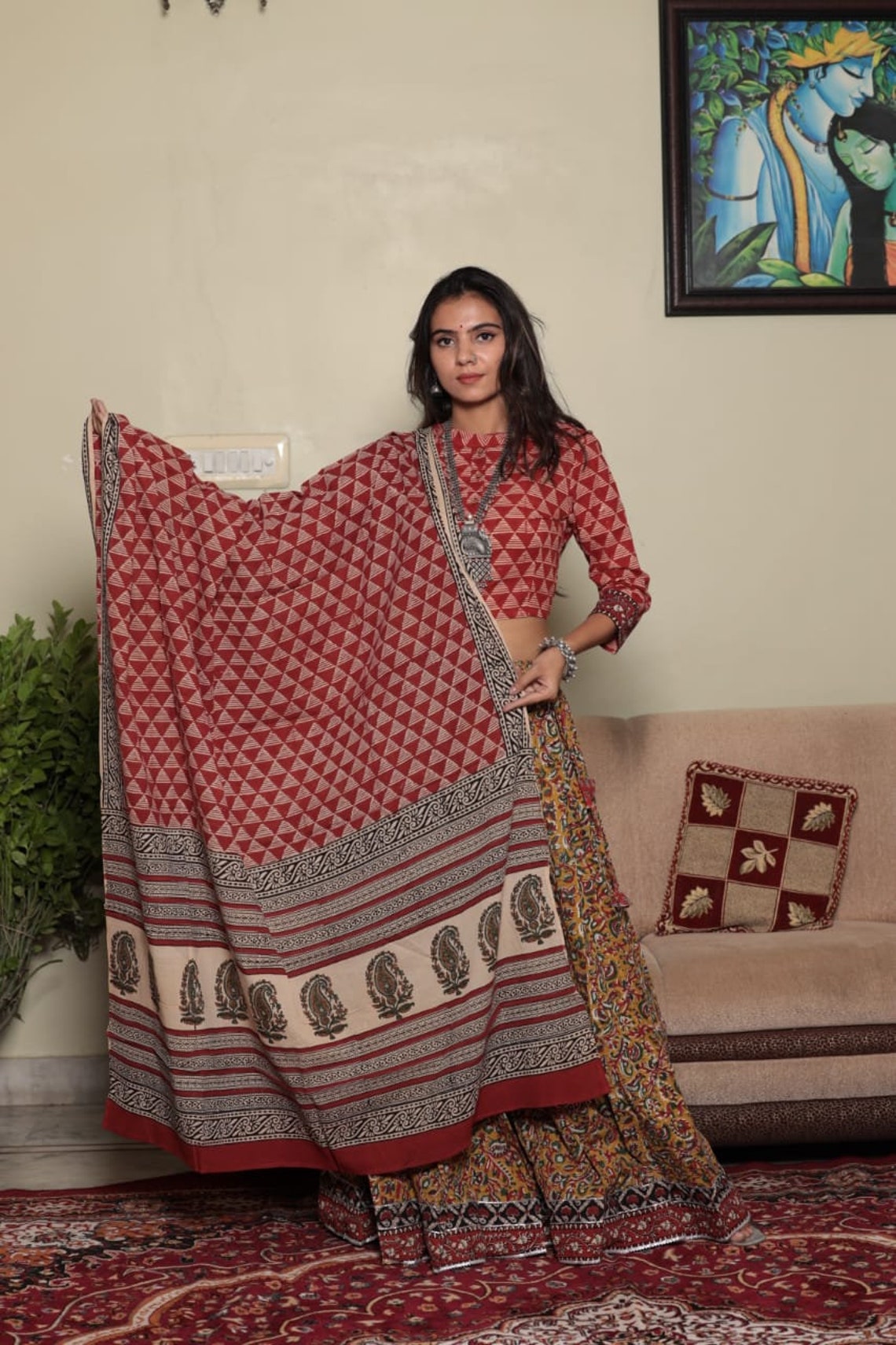 Navratri Chaniya Choli for Garba Night Dress Cotton Top and Skirt for ...