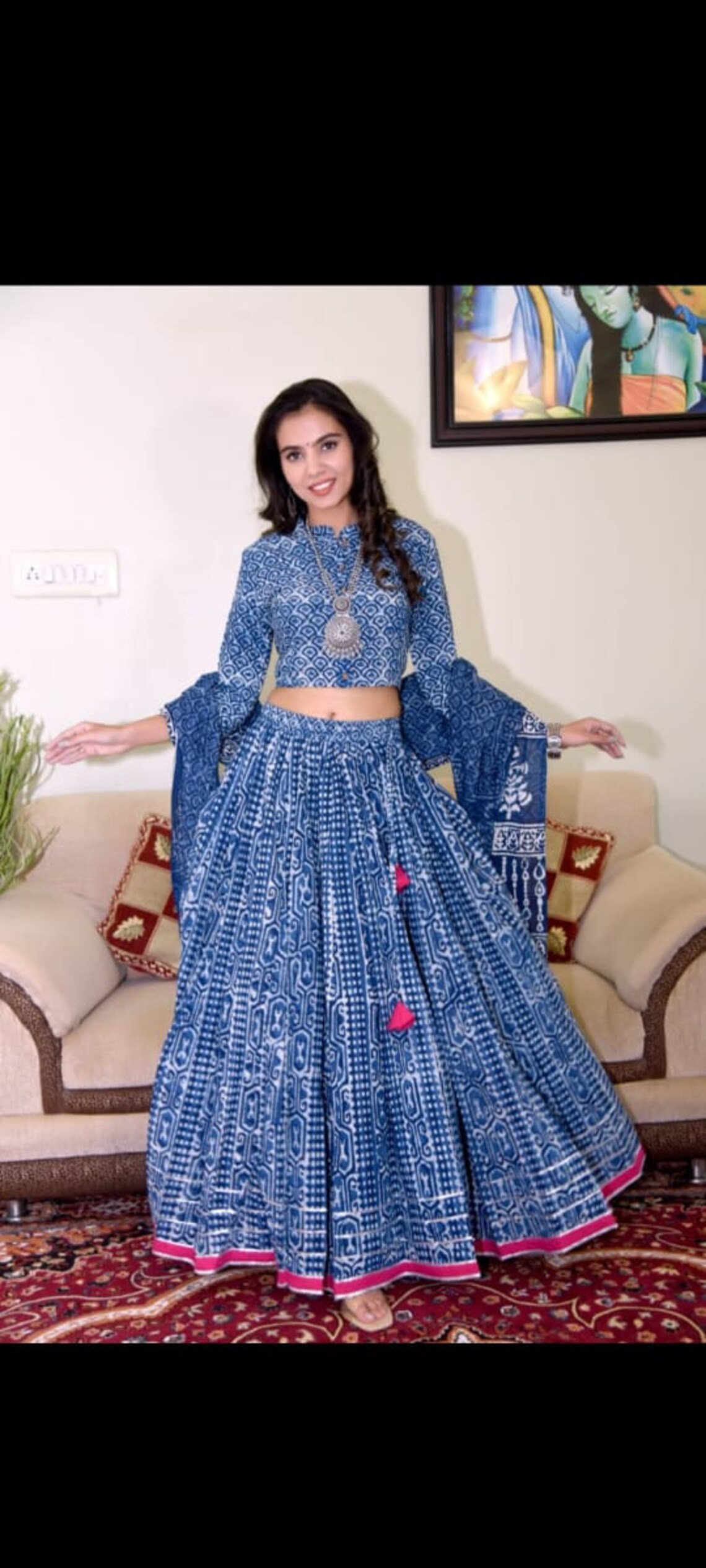 Navratri Chaniya Choli for Garba Night Dress Cotton Top and Skirt for ...