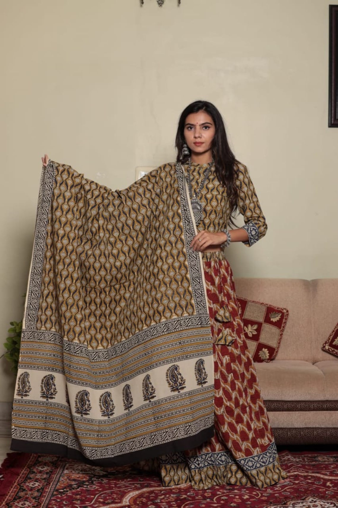 Navratri Chaniya Choli for Garba Night Dress Cotton Top and Skirt for ...