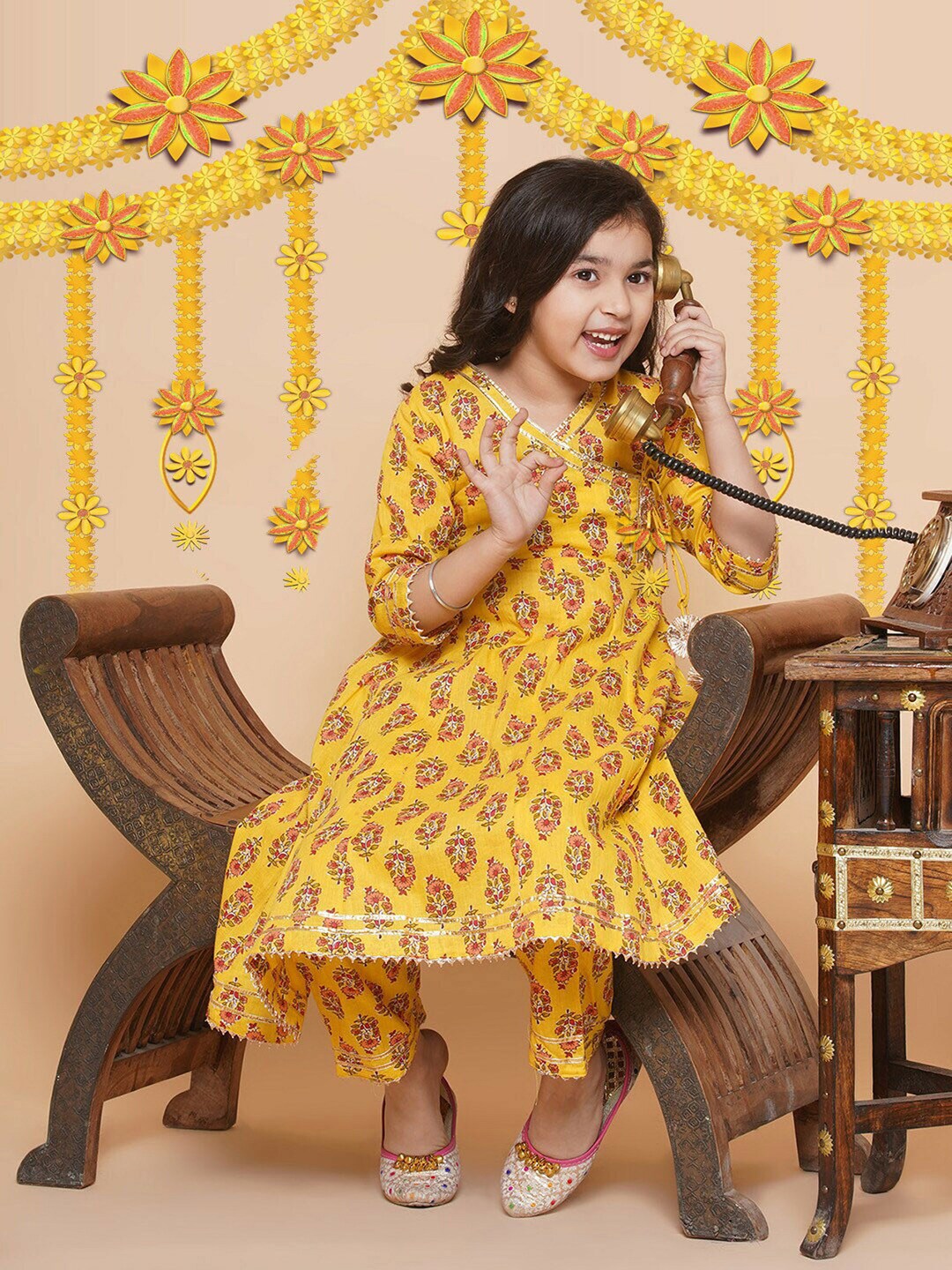 Girls Kurta Set Ethnic Motifs Cotton Kurta With Trousers - Etsy