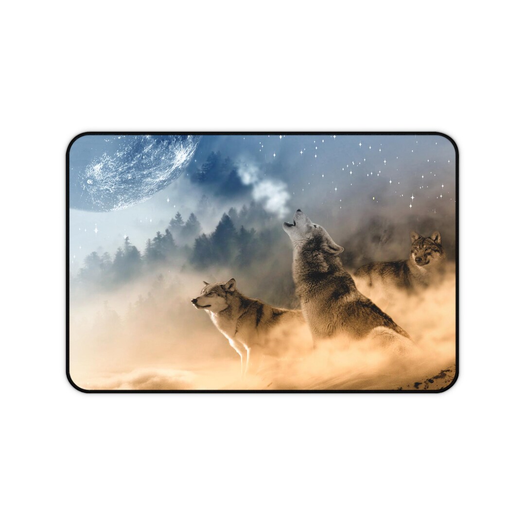 Desk Mat - Wolf Howling Office Decor and Gaming Accessories - Etsy