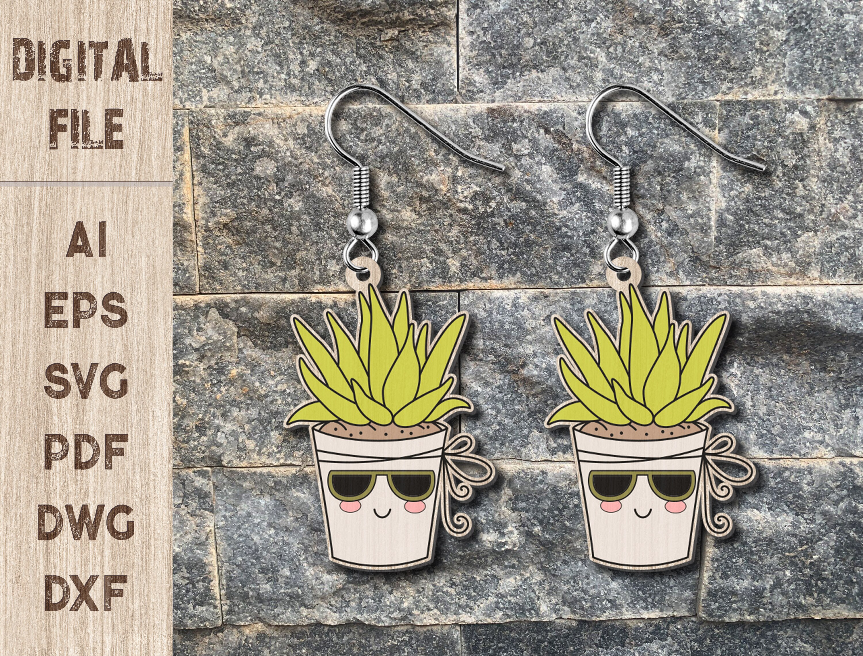 Cute Cactus Earrings SVG, Cacti Earring Cut Files, Cactus Earring SVG ...