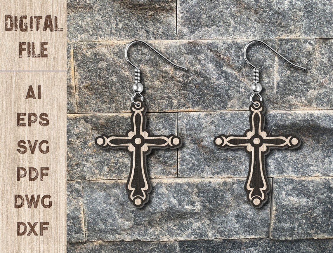 Cross Earring SVG Bundle, Cross Earring Templates, Cross Svg File ...