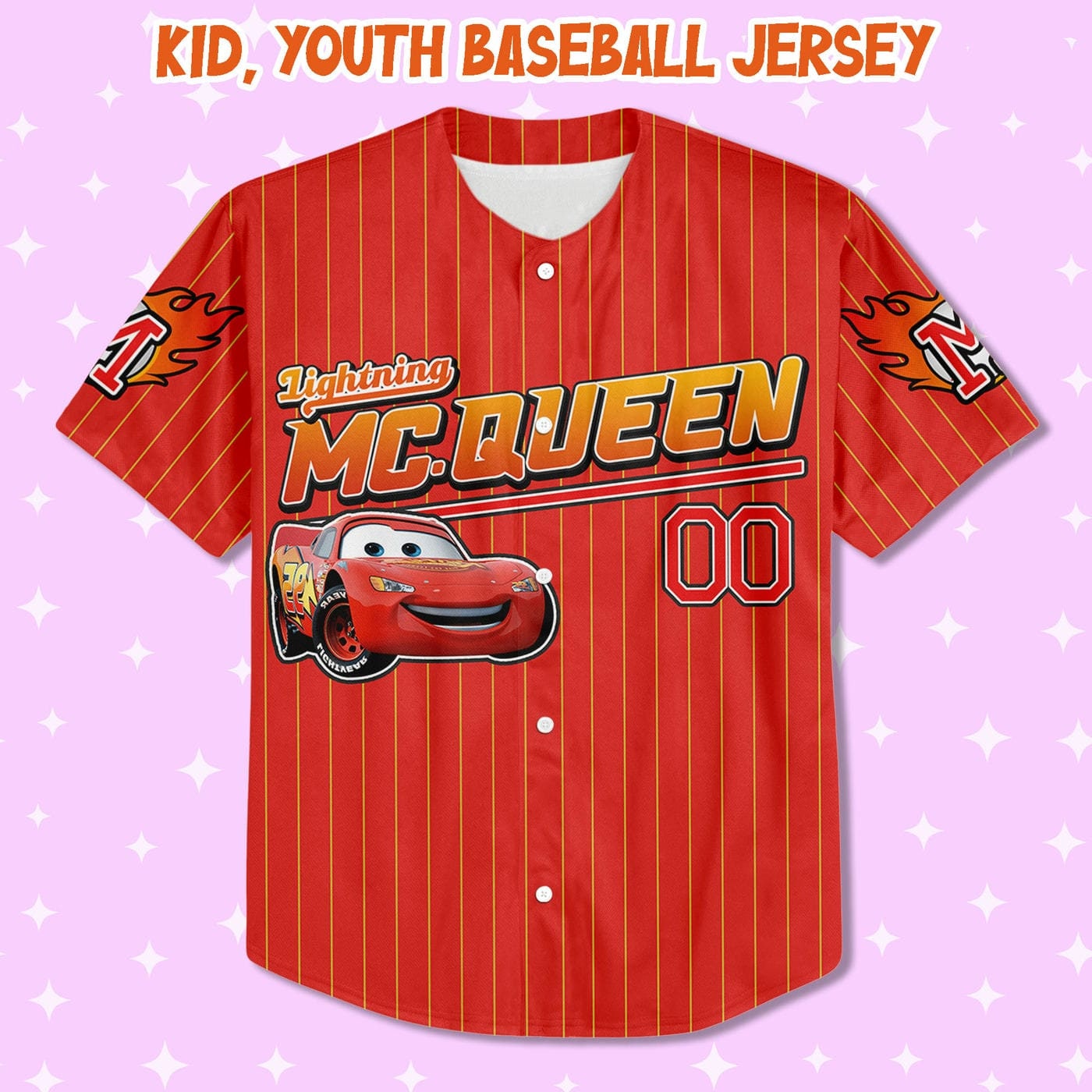 Custom Mcqueen Car Jersey, Custom Name Disney Jersey, Lightning Mcqueen ...