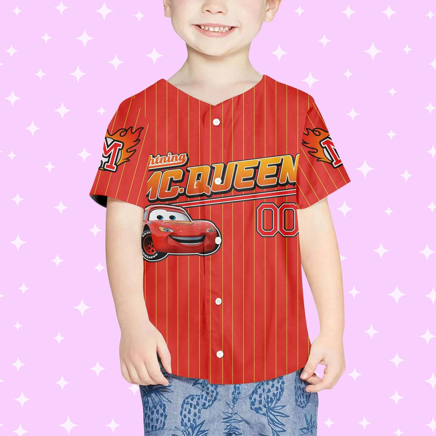 Custom Mcqueen Car Jersey, Custom Name Disney Jersey, Lightning Mcqueen ...