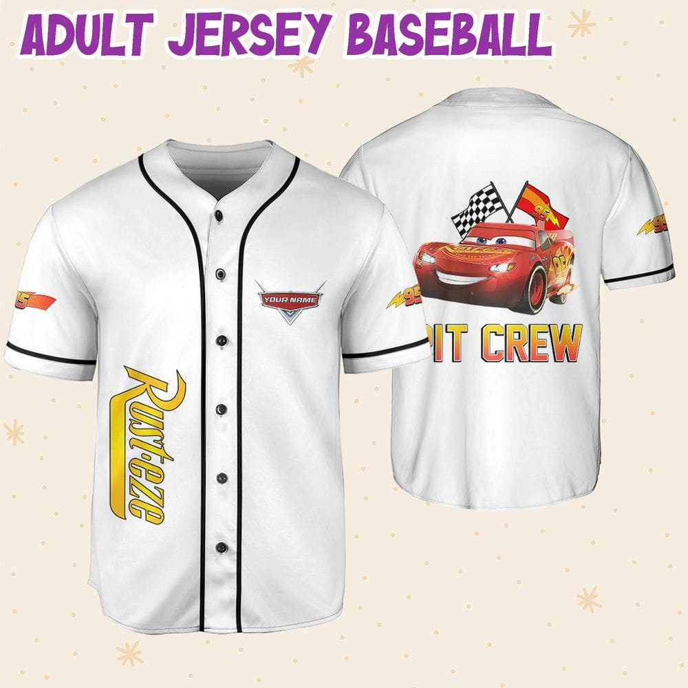 Personnalisé Cars Lightning McQueen Pit Crew Baseball Jersey
