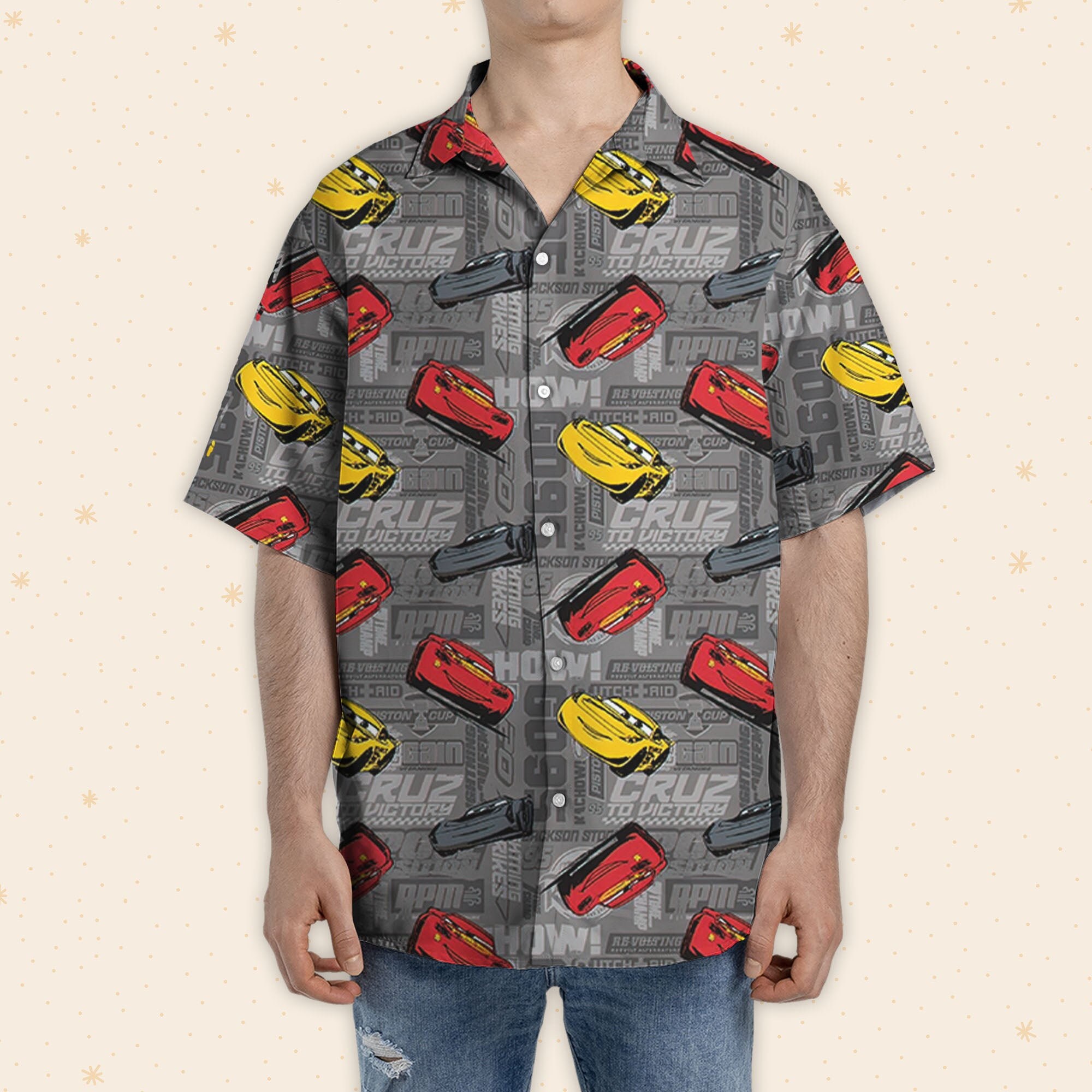 Disney Pixar Cars Multicolor Car Toss Fabric Texture Hawaiian sold by ...