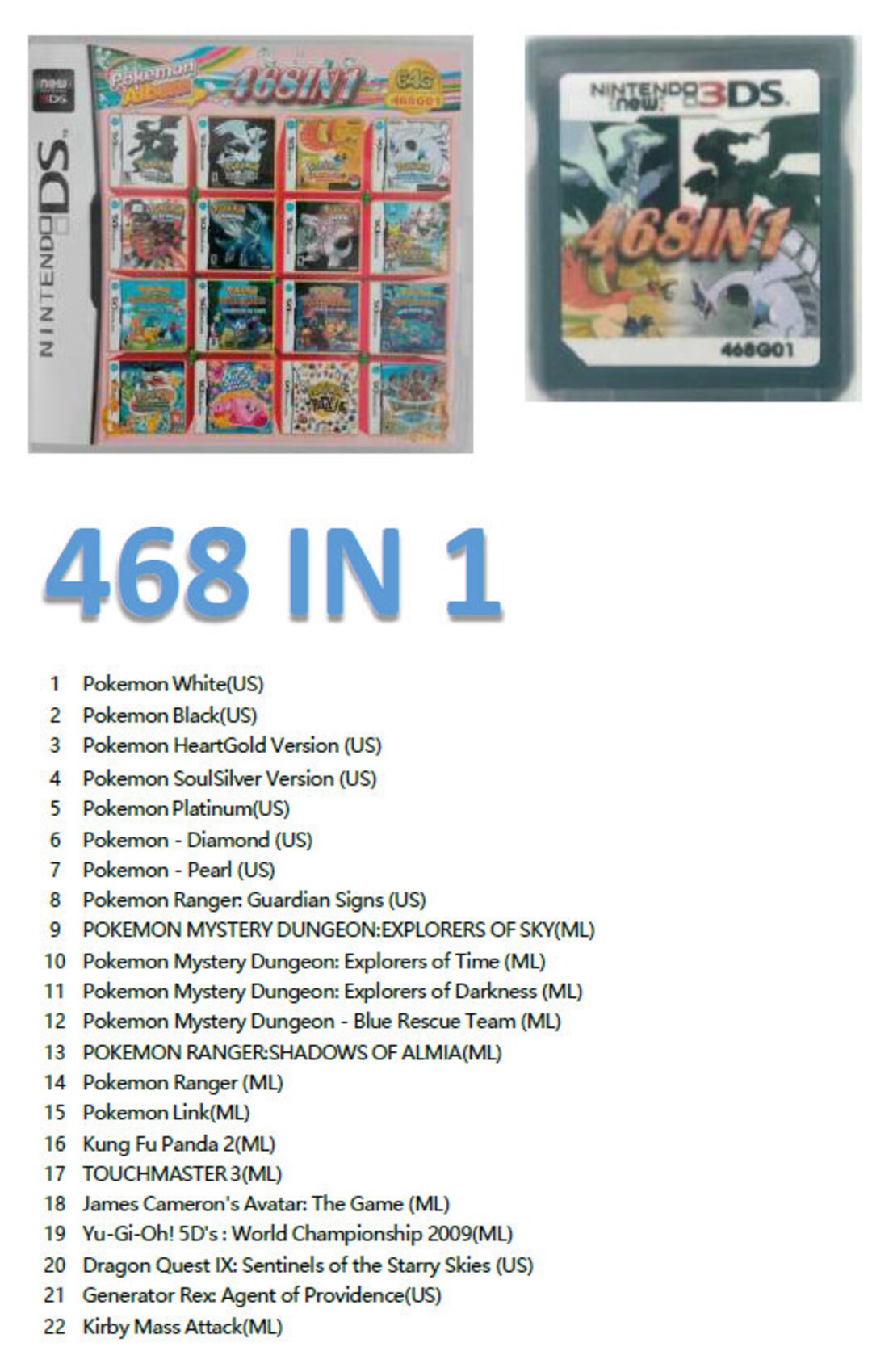 468 in 1 All in 1 Game Cart Cartridge for NDS DS NDSL Ndsi - Etsy